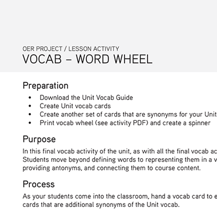 OER Vocab Word Wheel