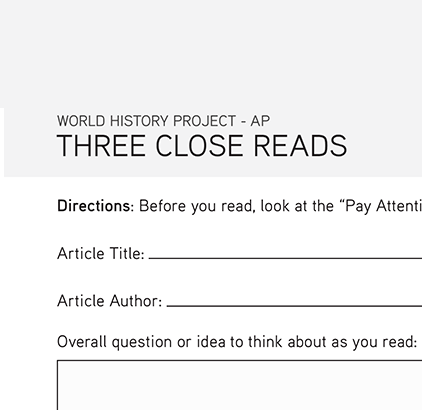 WHP AP Three Close Reads