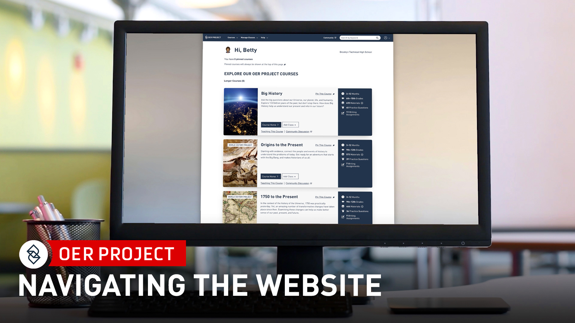 Navigating the OER Project Website